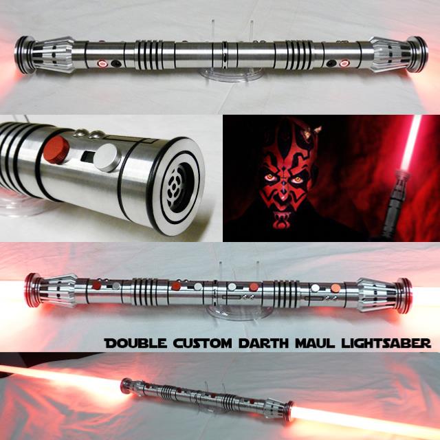 STAR WARS - SABRE LASER DARK MAUL DOUBLE CUSTOM LIGHTSABER (FAIT MAIN ...