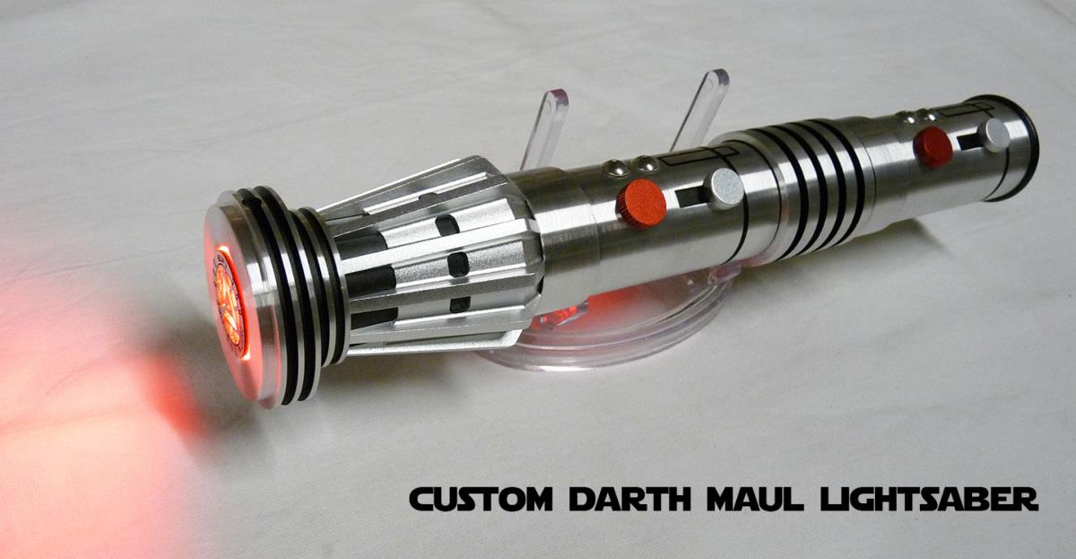 STAR WARS - SABRE LASER DARK MAUL DOUBLE CUSTOM LIGHTSABER (FAIT MAIN ...