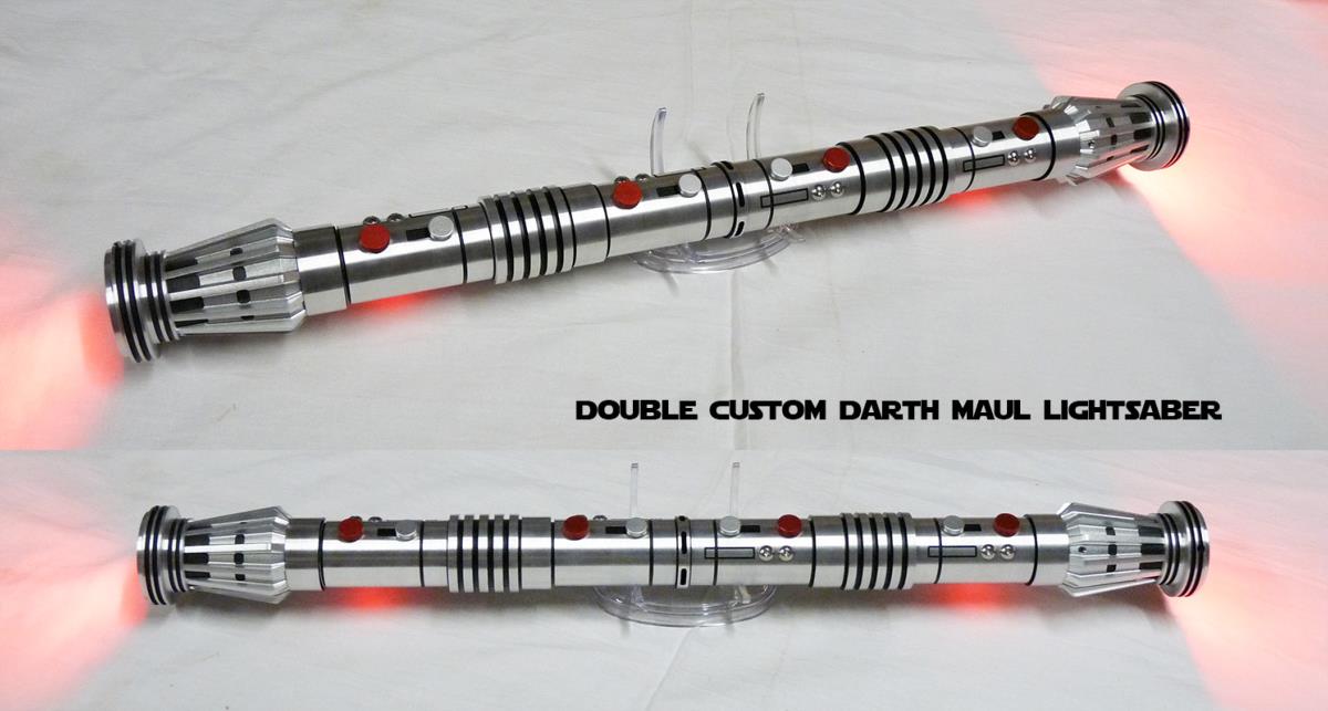 STAR WARS - SABRE LASER DARK MAUL DOUBLE CUSTOM LIGHTSABER (FAIT MAIN ...