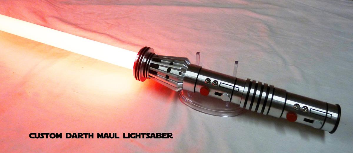 STAR WARS - SABRE LASER DARK MAUL DOUBLE CUSTOM LIGHTSABER (FAIT MAIN ...