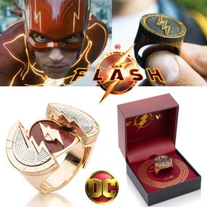 FLASH (THE) - BAGUE OFFICIELLE LAITON PLAQUE OR 18K (SLIDE OPEN REPLICA ...