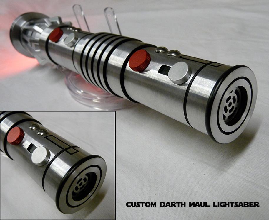 STAR WARS - SABRE LASER DARK MAUL DOUBLE CUSTOM LIGHTSABER (FAIT MAIN ...